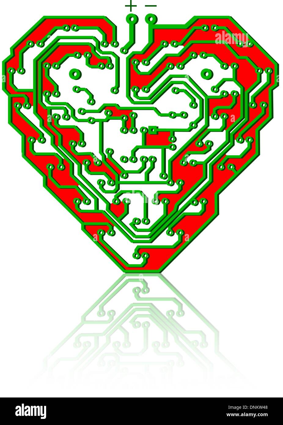 Circuit board pattern in the shape of the heart. Illustration. Vector ...