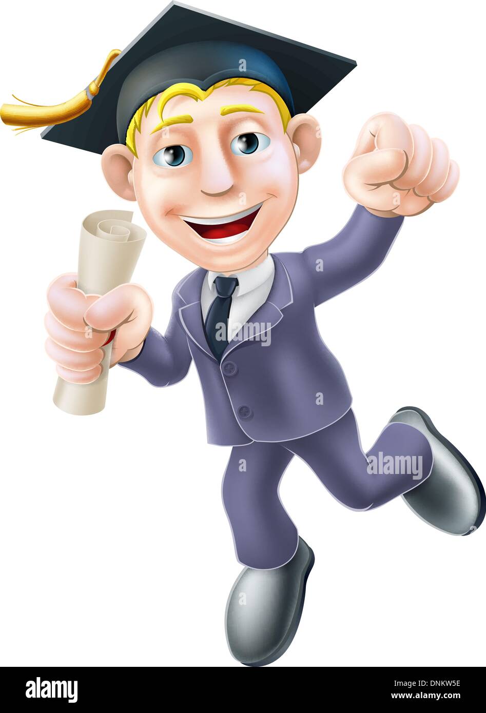 Happy jumping graduate holding diploma Stock Vector Images - Alamy