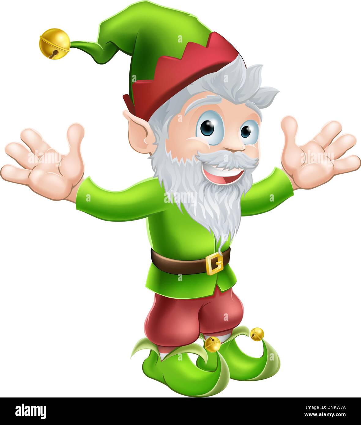 Cartoon happy smiling garden gnome elf or pixie man with a pointy hat ...