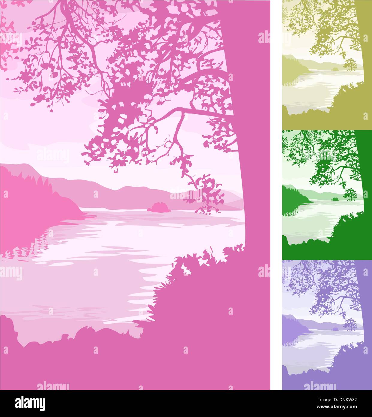 A beautiful lake scene background. Vector file includes several ...