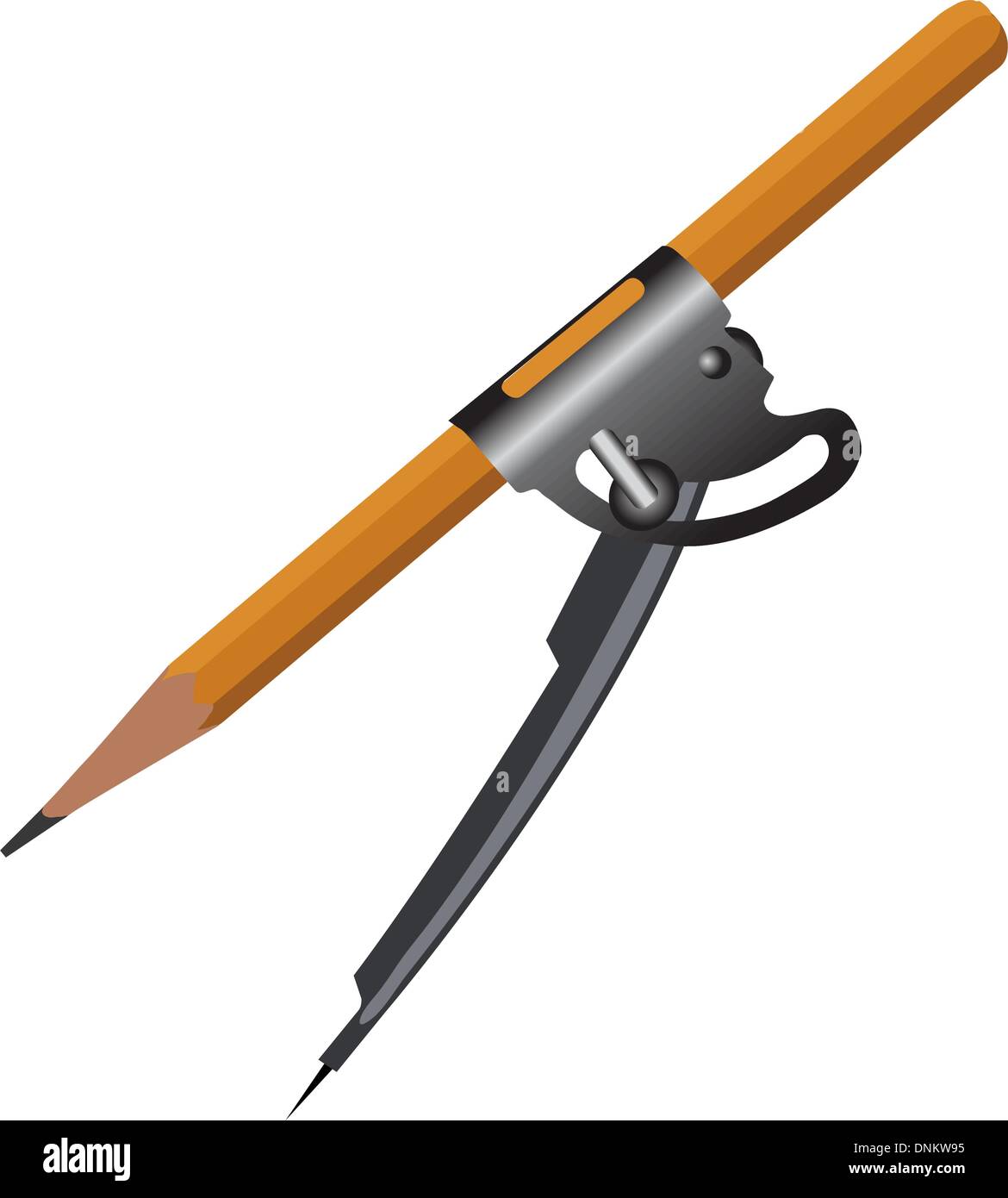 compass with pencil isolated on a white background Stock Vector Image ...