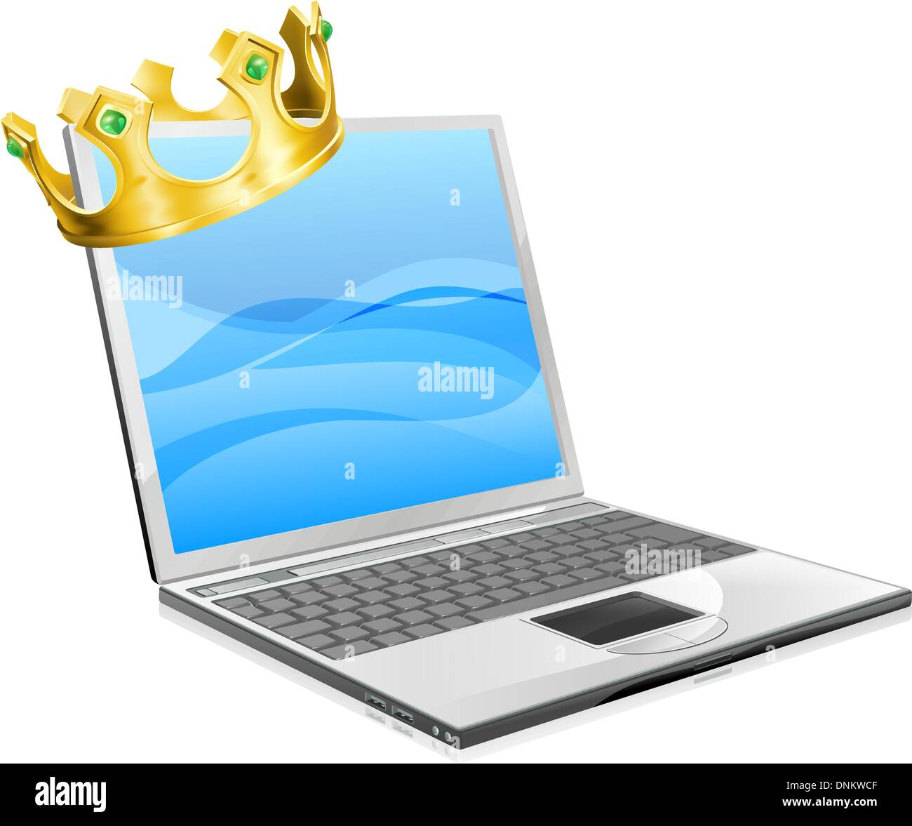 Laptop king concept illustration, a laptop computer wearing a crown ...