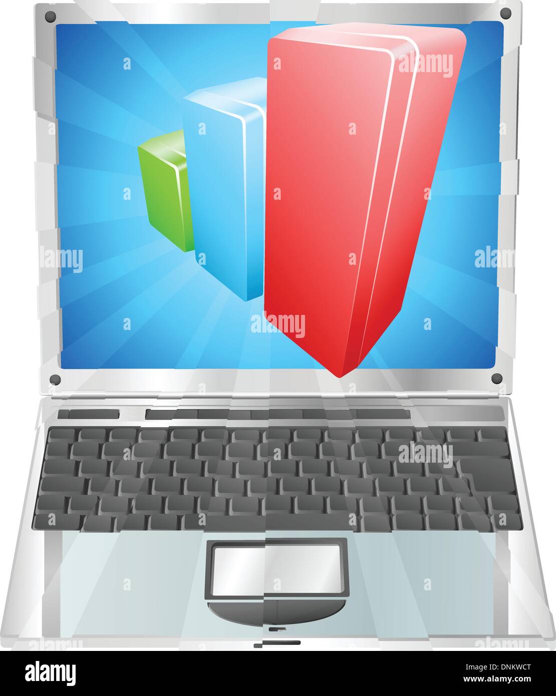 Bar chart graph coming out of laptop screen concept Stock Vector Image ...