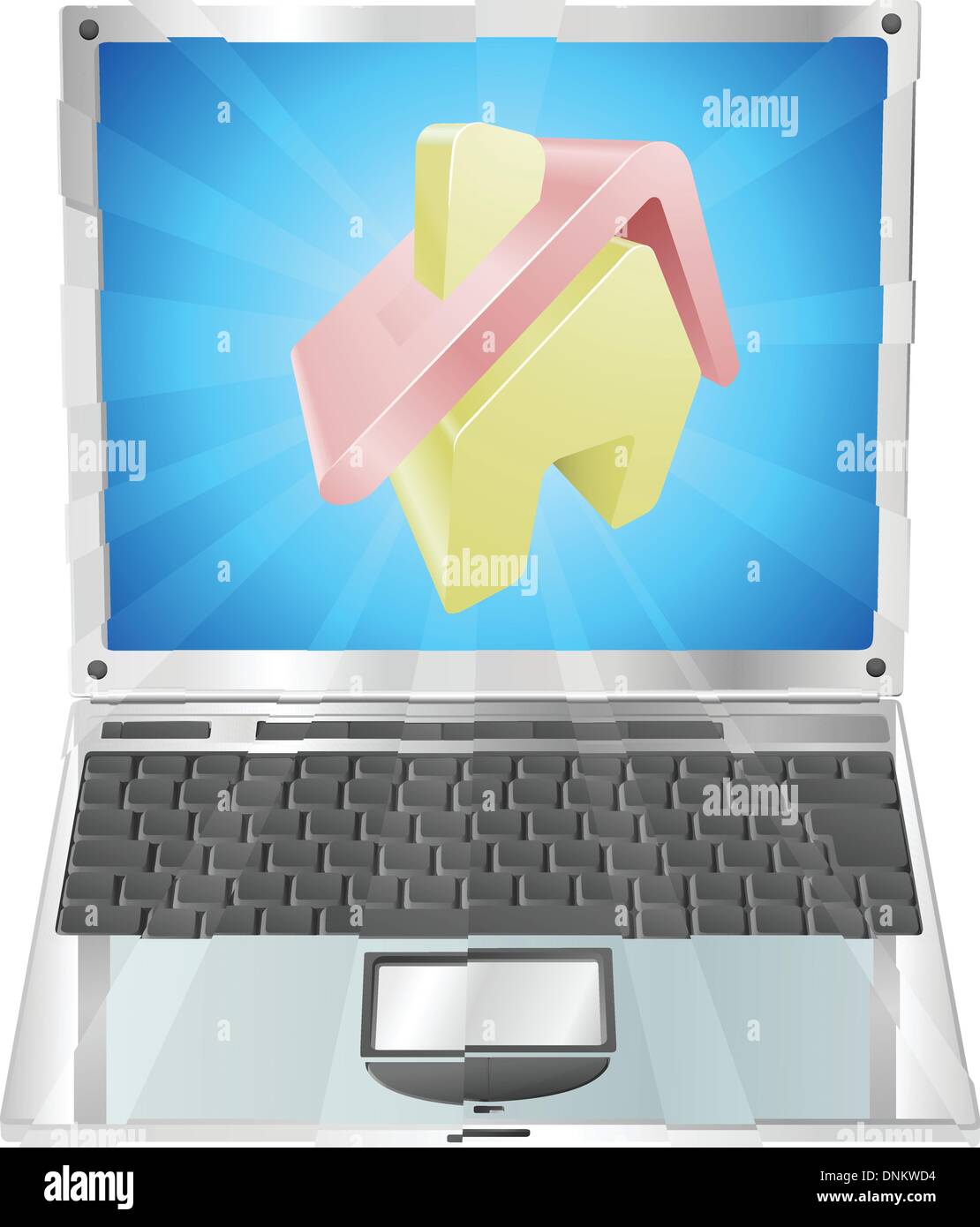House home icon coming out of laptop screen concept Stock Vector Image ...