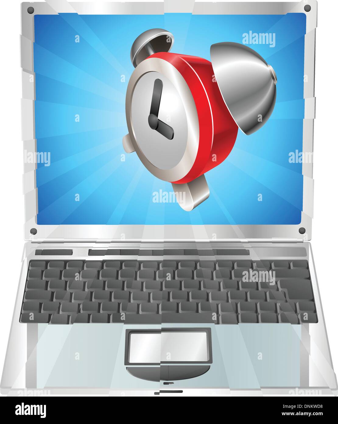 Alarm clock icon coming out of laptop screen concept Stock Vector Image ...