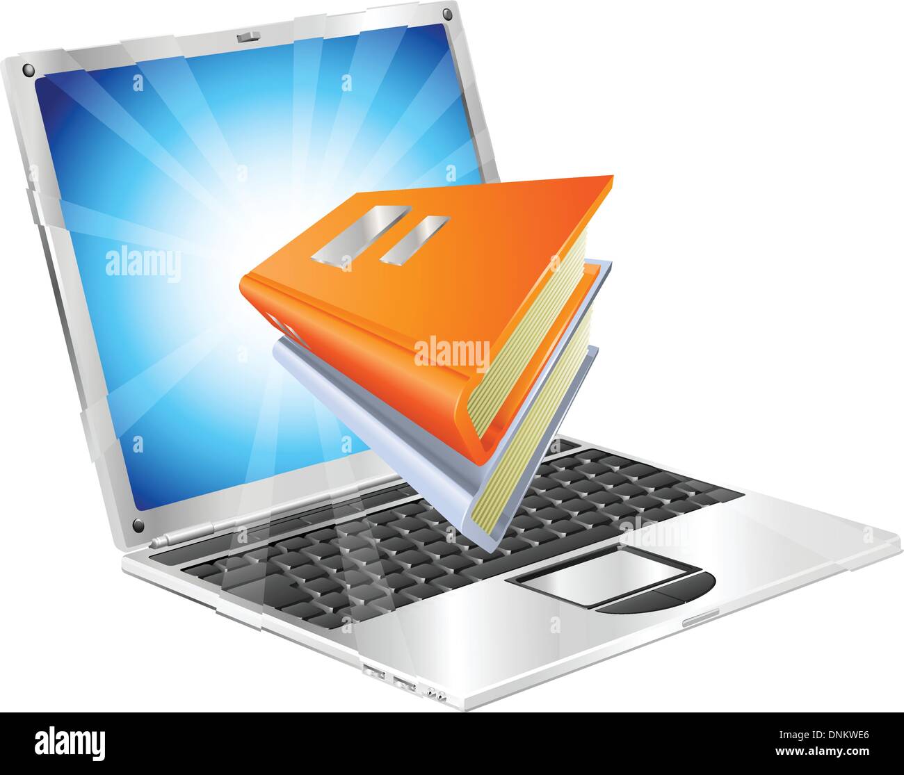 Book icon coming out laptop hi-res stock photography and images - Alamy