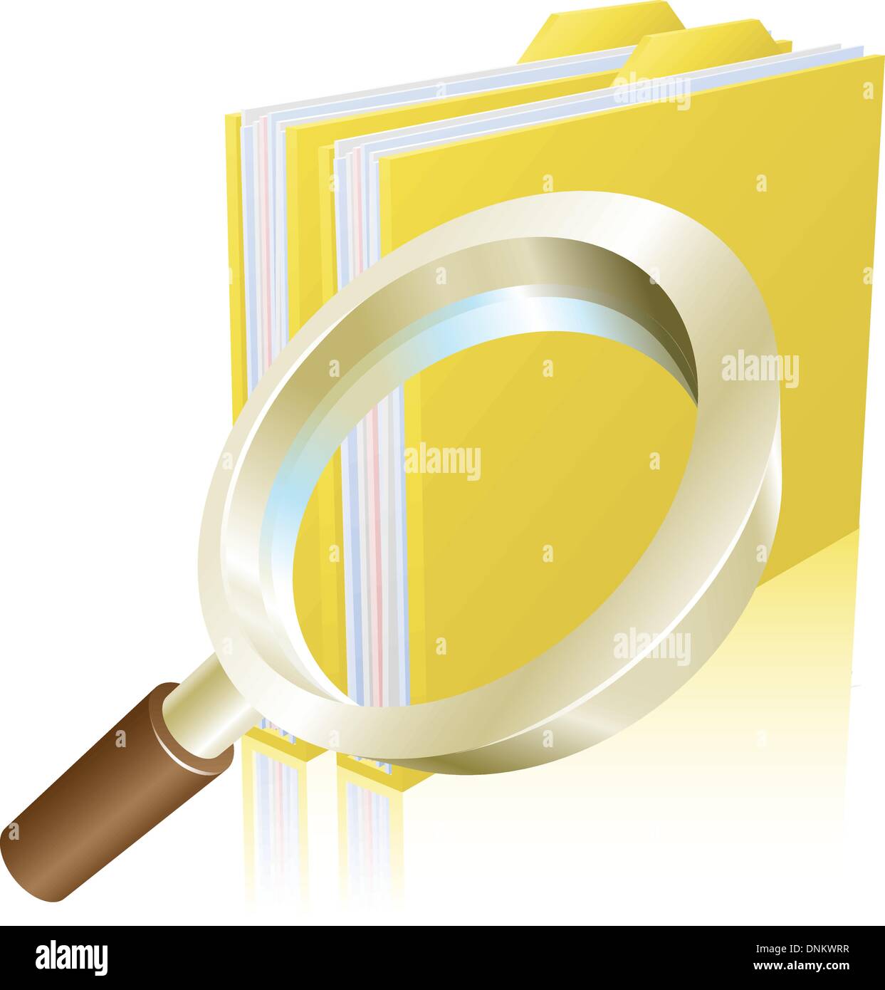 Magnifying glass data file folder search conceptual illustration Stock ...