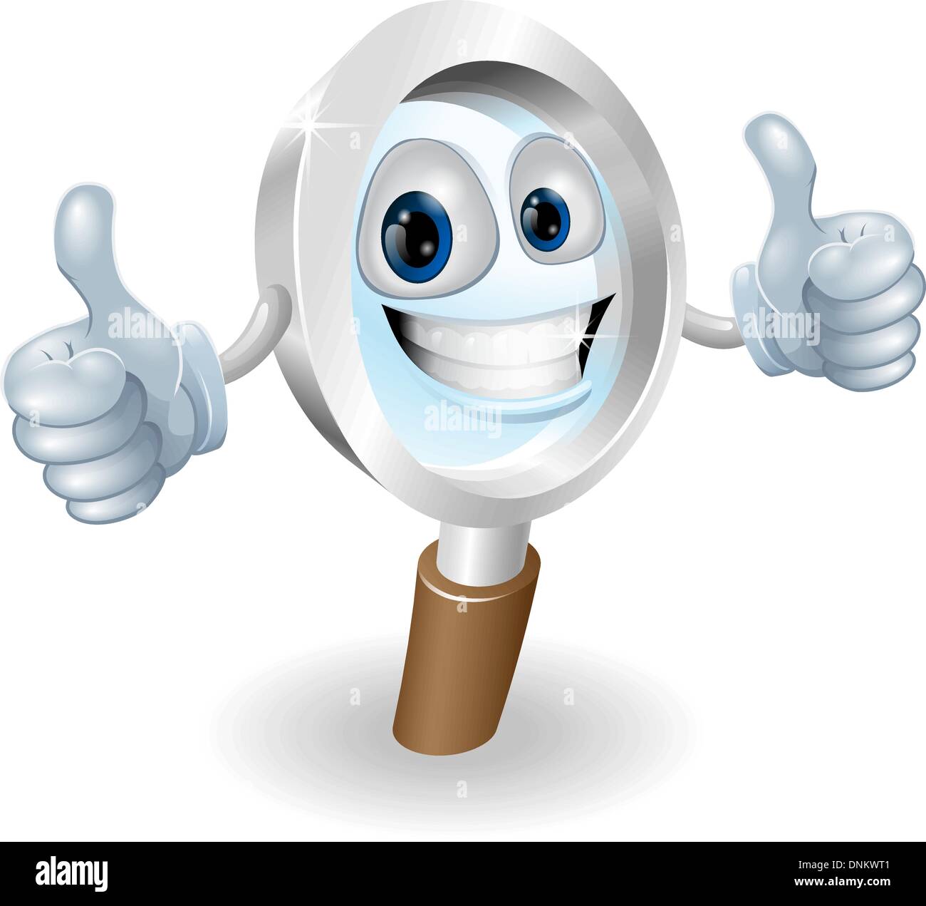 Cartoon character magnifying glass man mascot illustration graphic ...