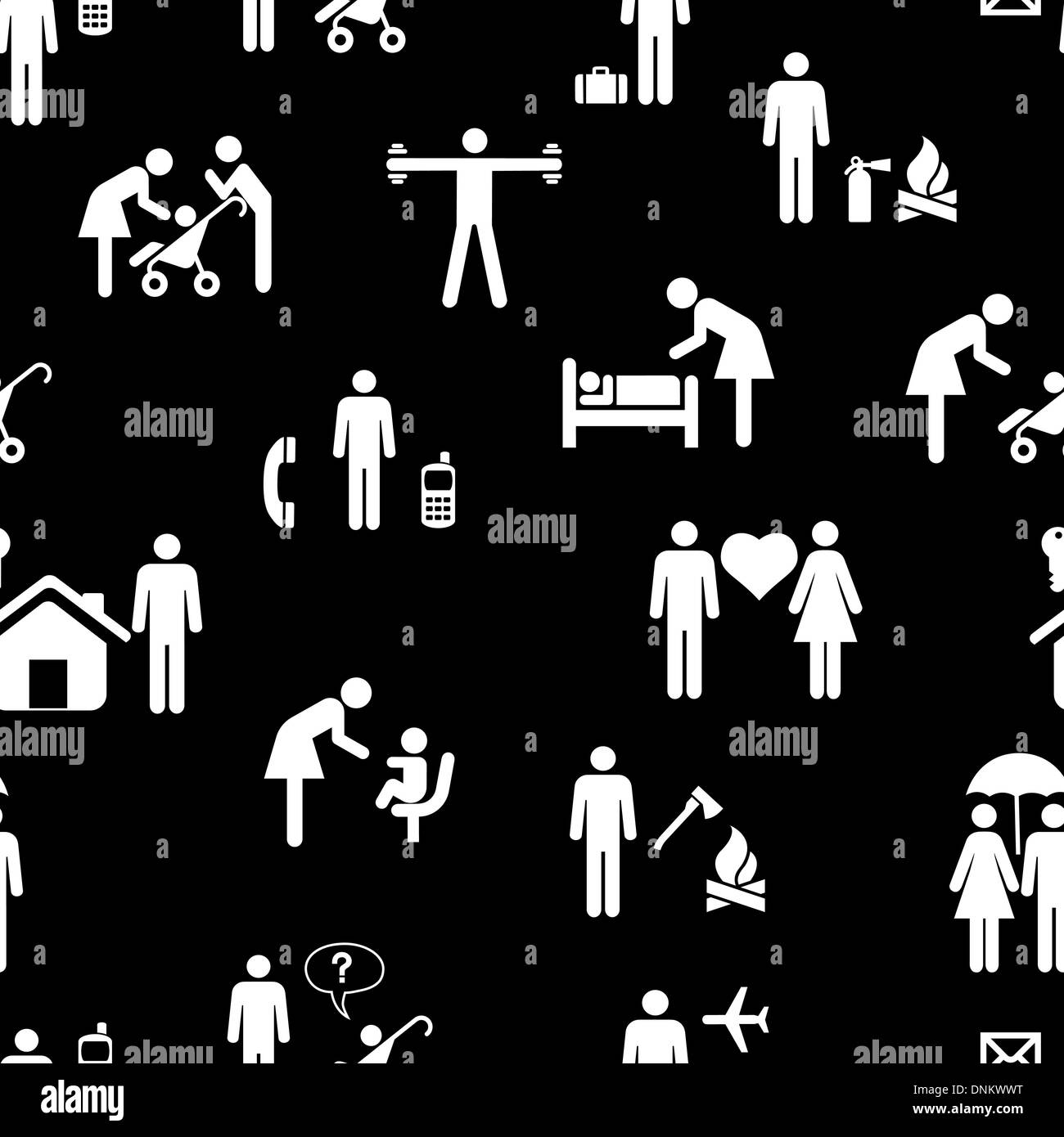 Icons - People, seamless wallpaper, vector illustration Stock Vector ...