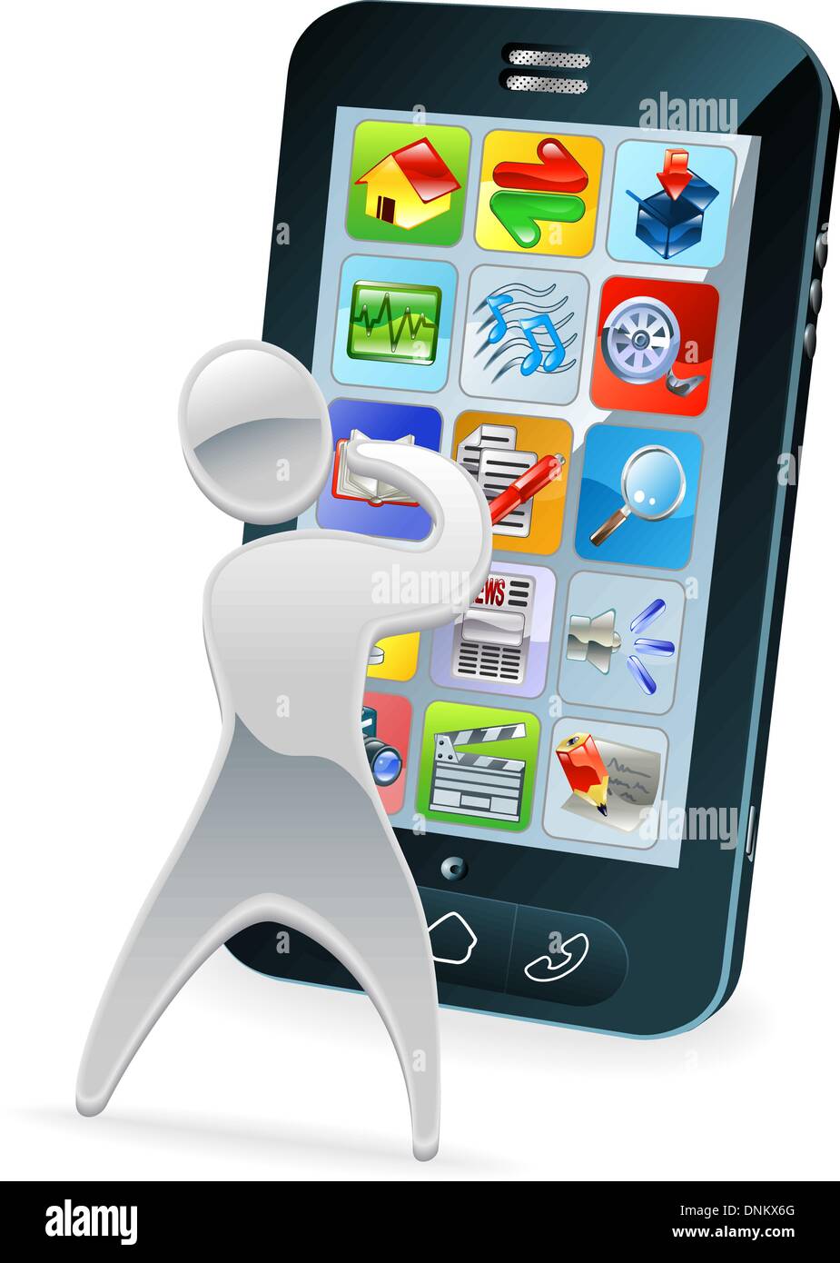 Metallic cartoon mascot character phone concept Stock Vector Image ...