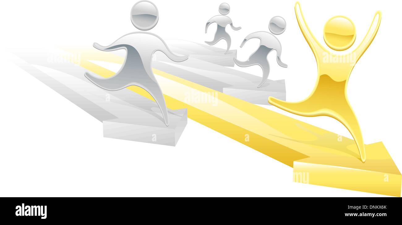 Metallic cartoon mascot character winning race competition concept ...