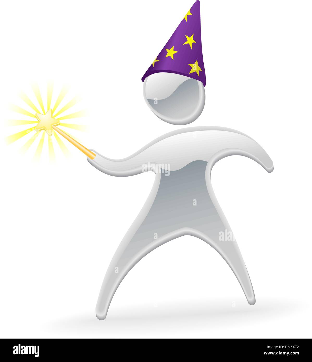 Metallic cartoon mascot character wizard and wand concept Stock Vector ...