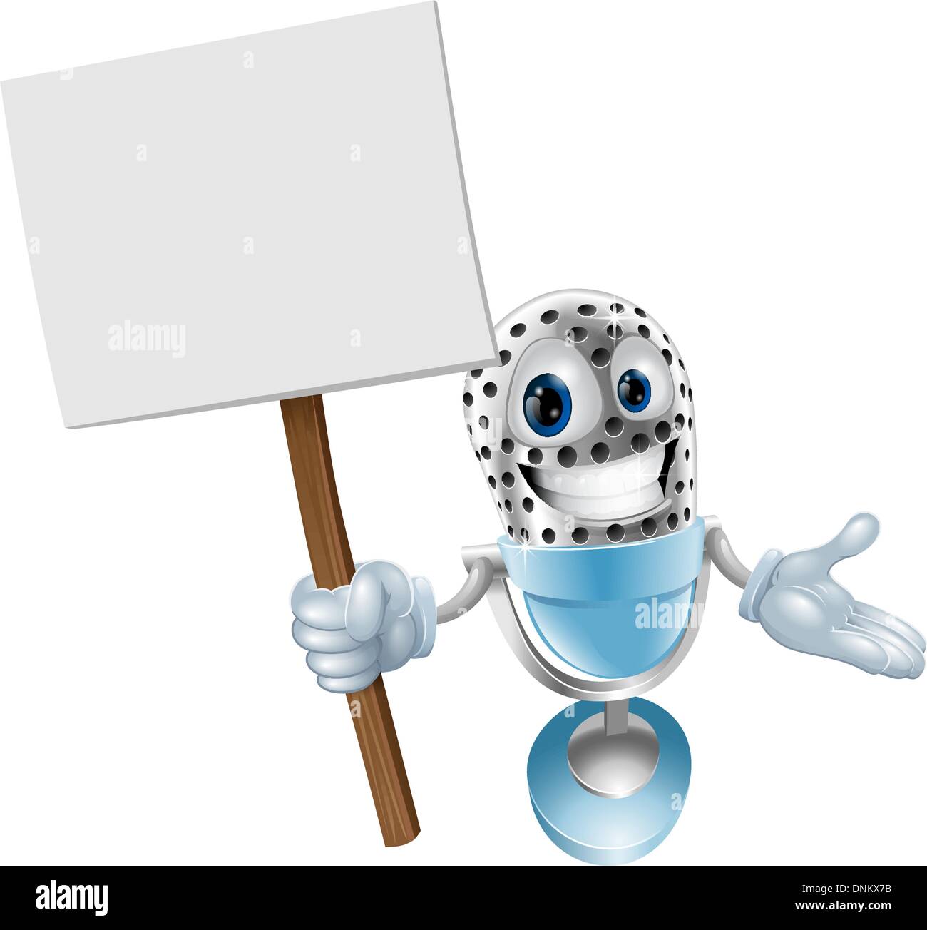 Microphone character with billboard sign post illustration Stock Vector ...