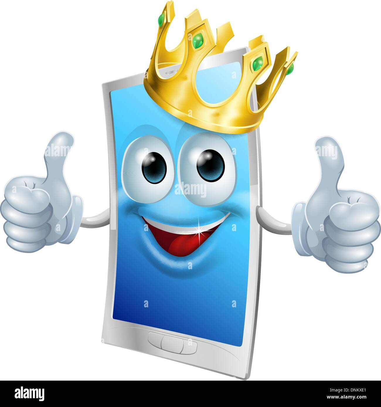 Illustration of a mobile phone king character wearing a gold crown and ...