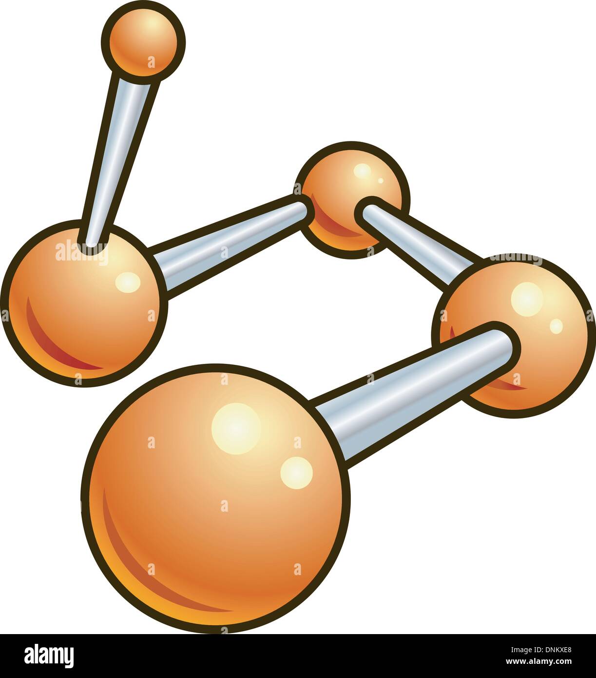 A shiny molecule illustration icon made up of glossy orange balls and ...