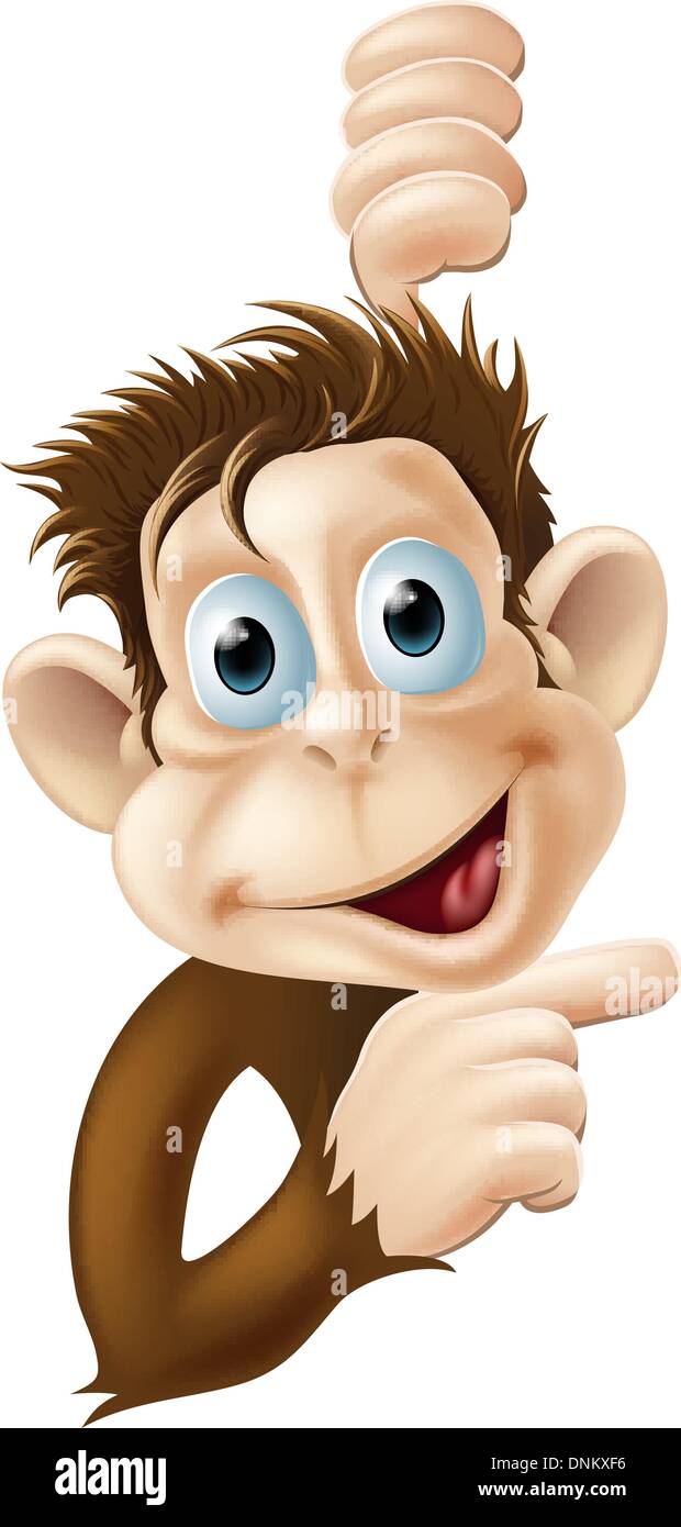 A very happy monkey pointing cartoon character or mascot Stock Vector ...