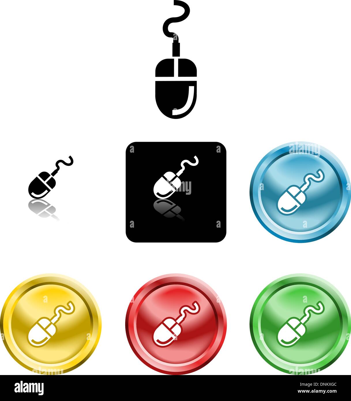 Several versions of an icon symbol of a stylised computer mouse Stock ...