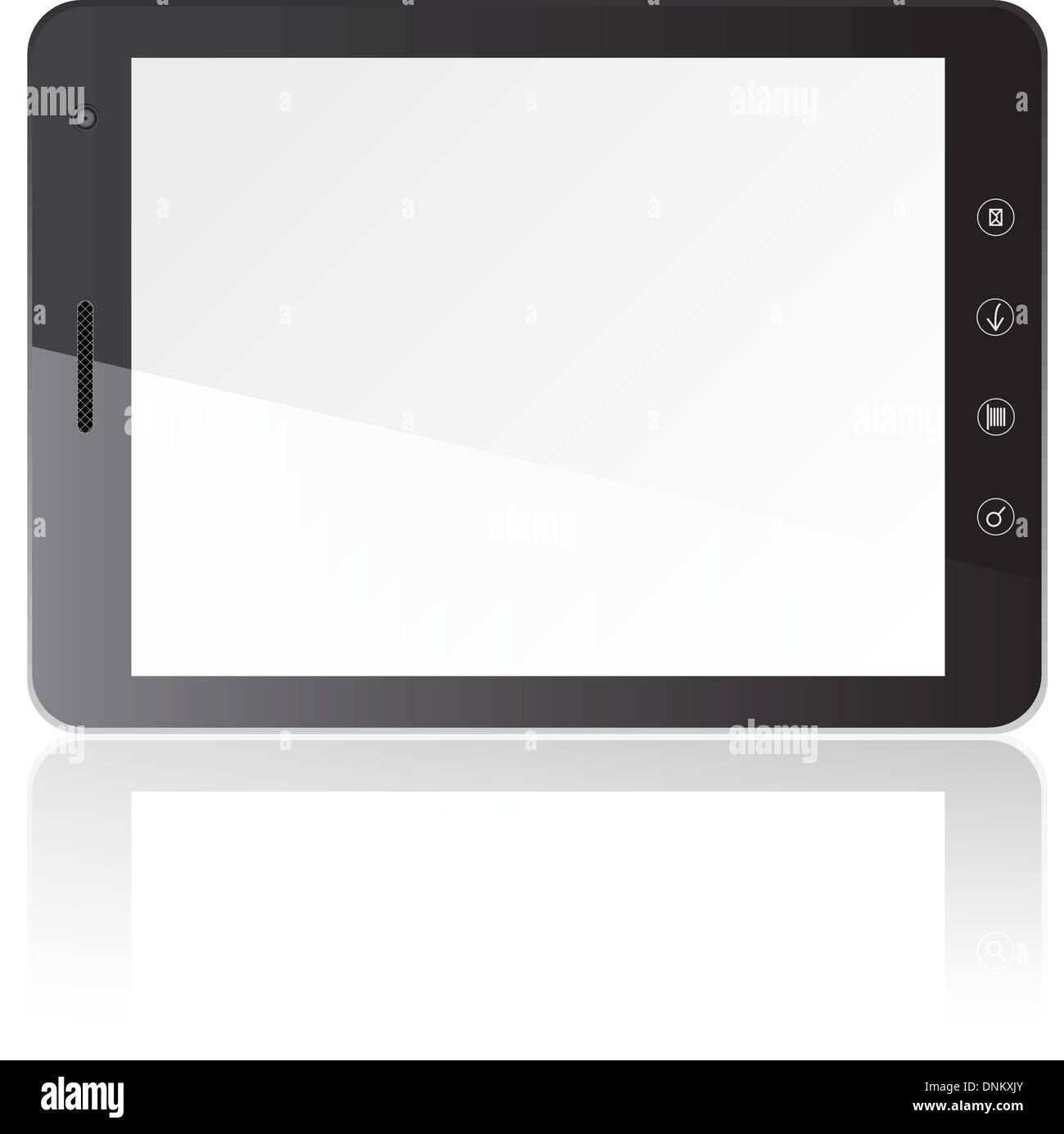 Tablet PC computer with blank screen horizontally isolated on white ...