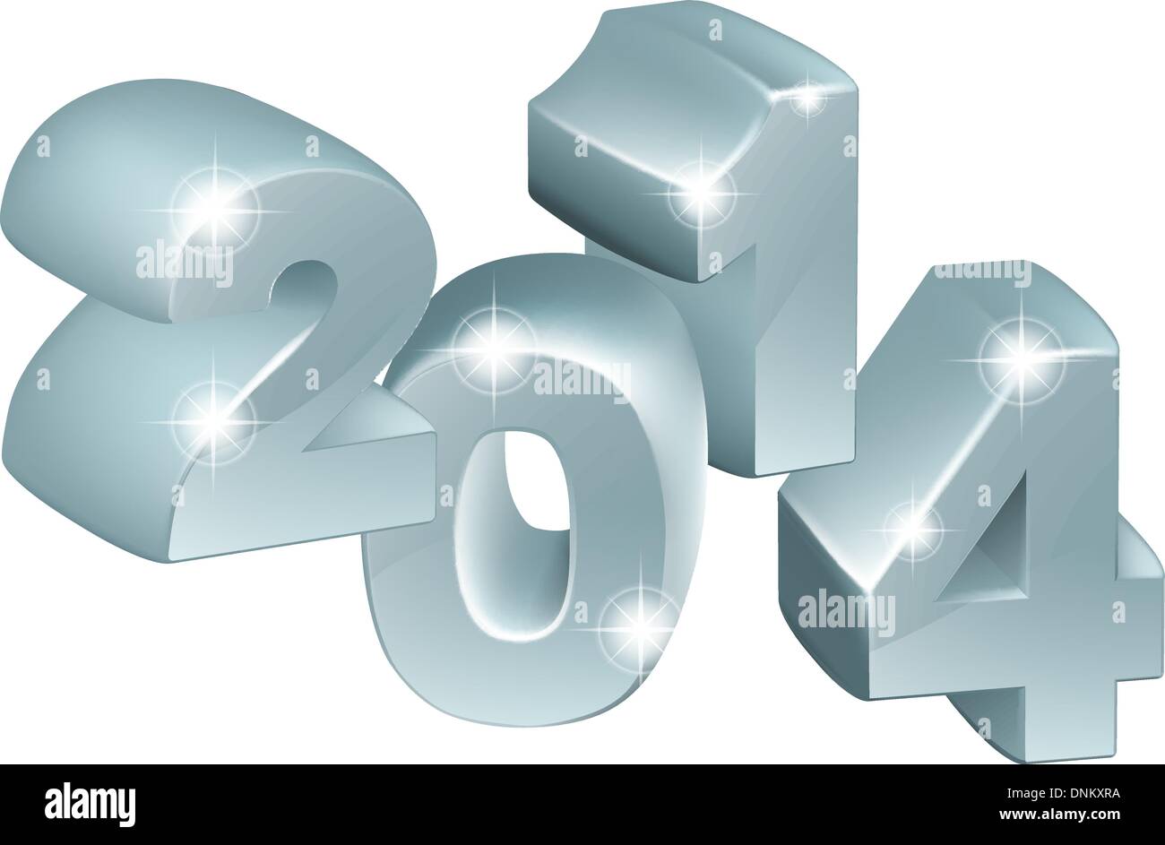 Illustration of 3D Silver 2014 number ornaments, could be used for new ...