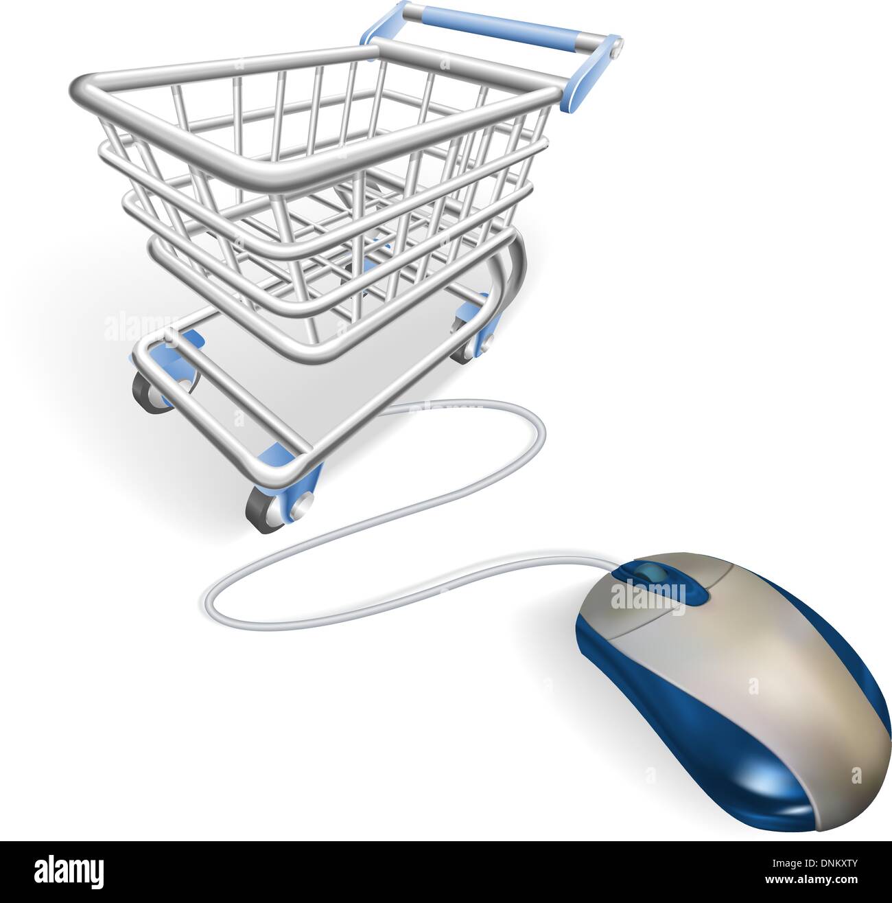 A mouse connected to a shopping cart trolley. Concept for online ...