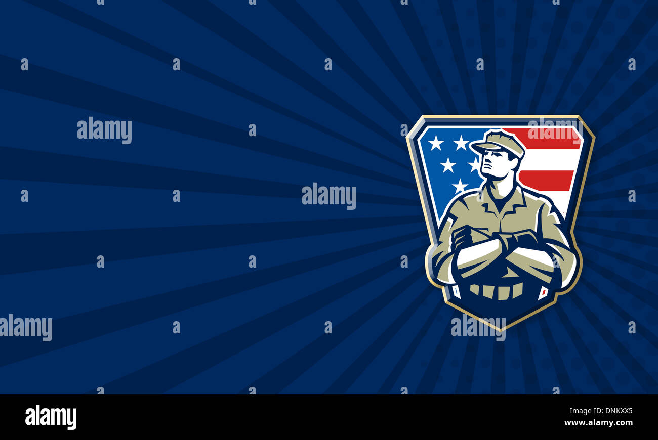 Business card template illustration of an American soldier military ...