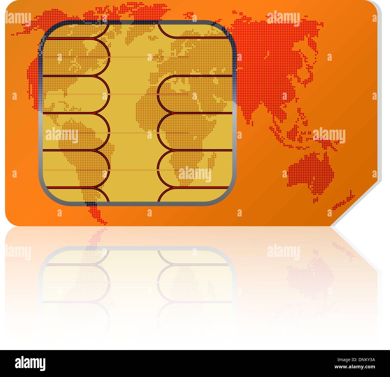 Sim card with a map of the world. Vector illustration Stock Vector ...