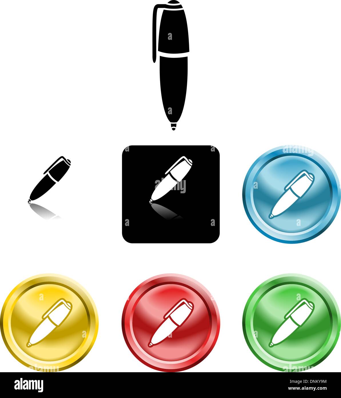 Several versions of an icon symbol of a stylised pen Stock Vector Image ...