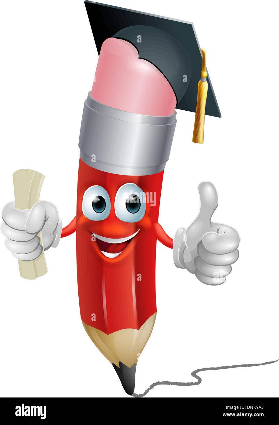Pencil mascot graduate man cartoon. A pencil cartoon man with diploma ...