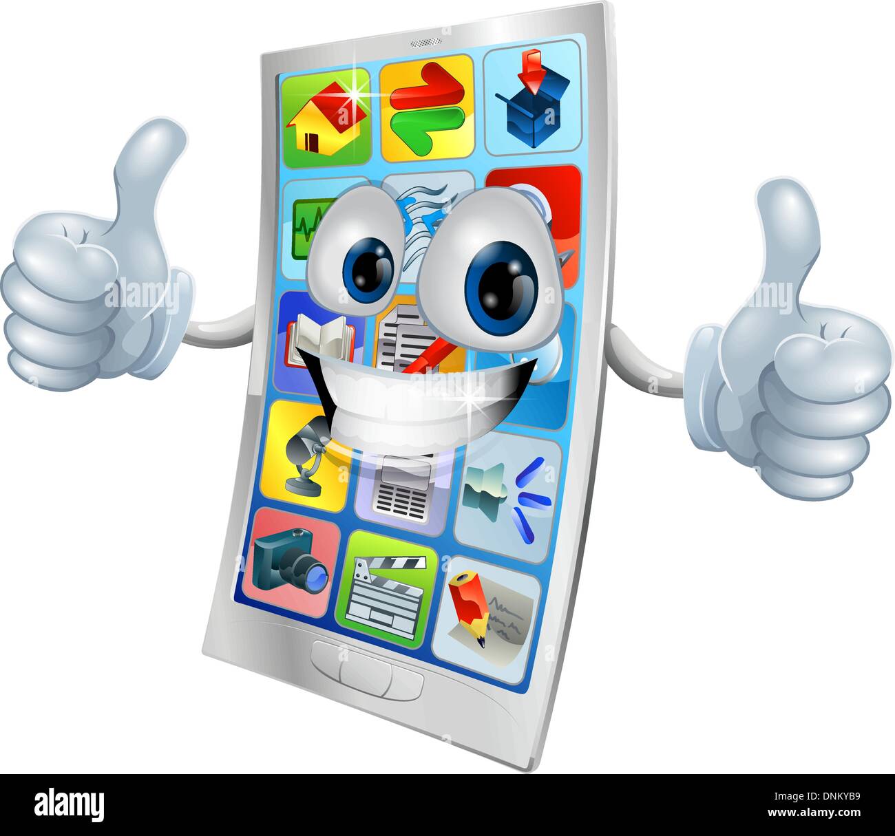 Very happy mobile phone mascot giving two thumbs up Stock Vector Image ...
