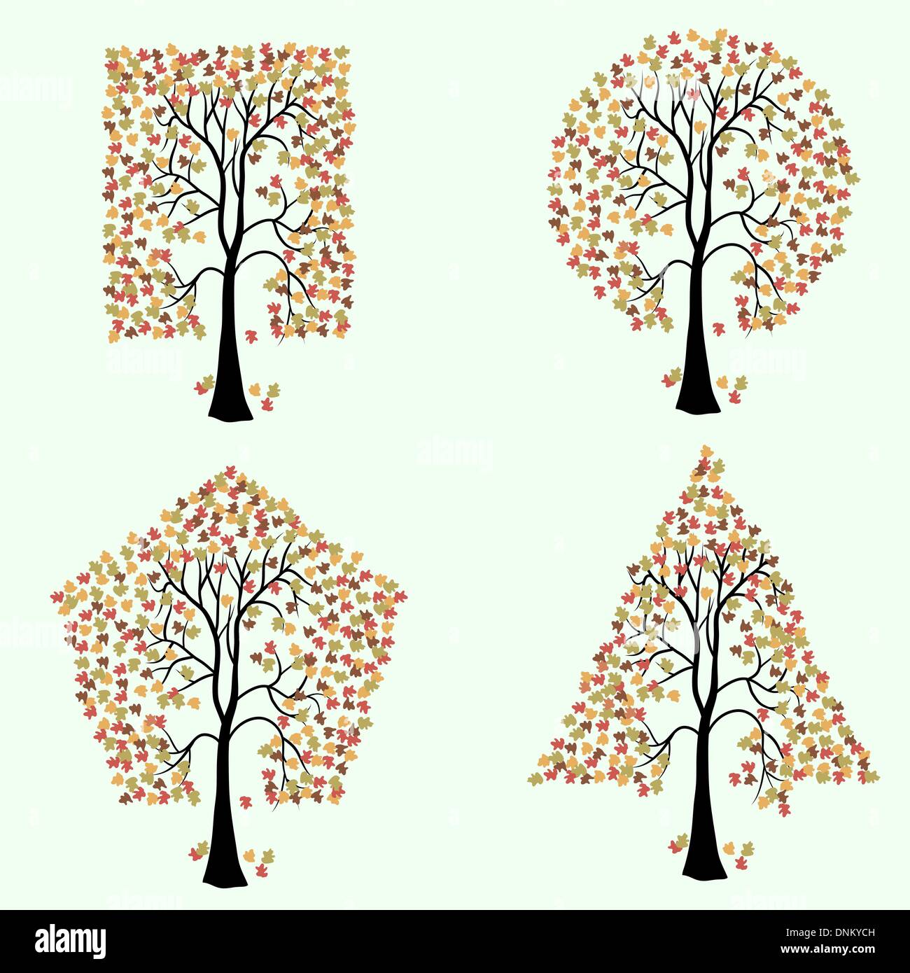 Trees of different geometric shapes. Vector set Stock Vector Image ...