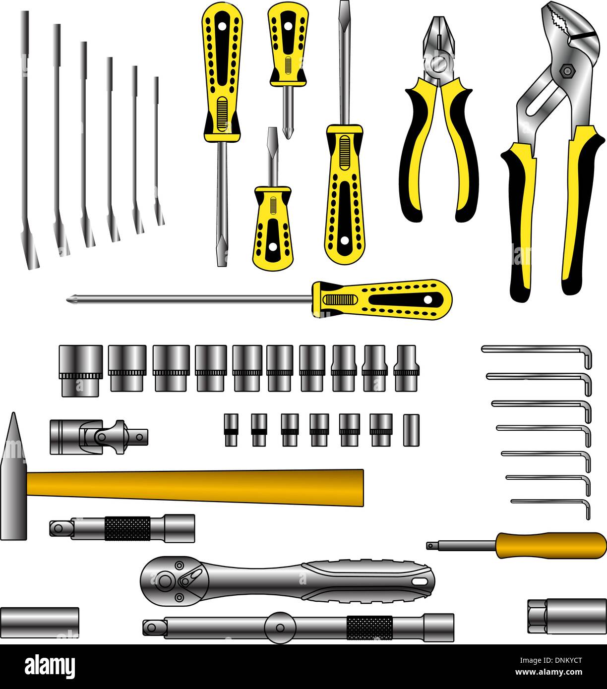 vector set of different tools over white background Stock Vector Image ...
