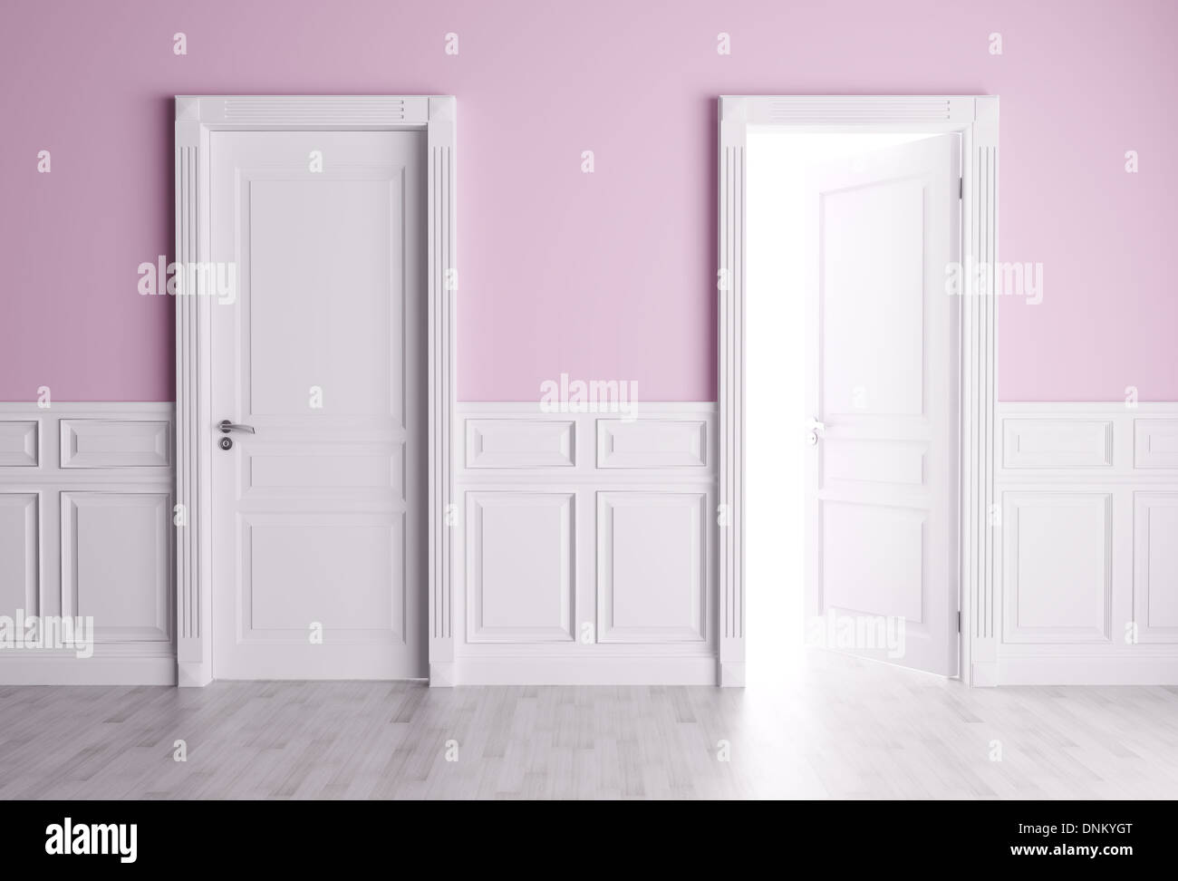 Classic interior with opened and closed doors Stock Photo - Alamy