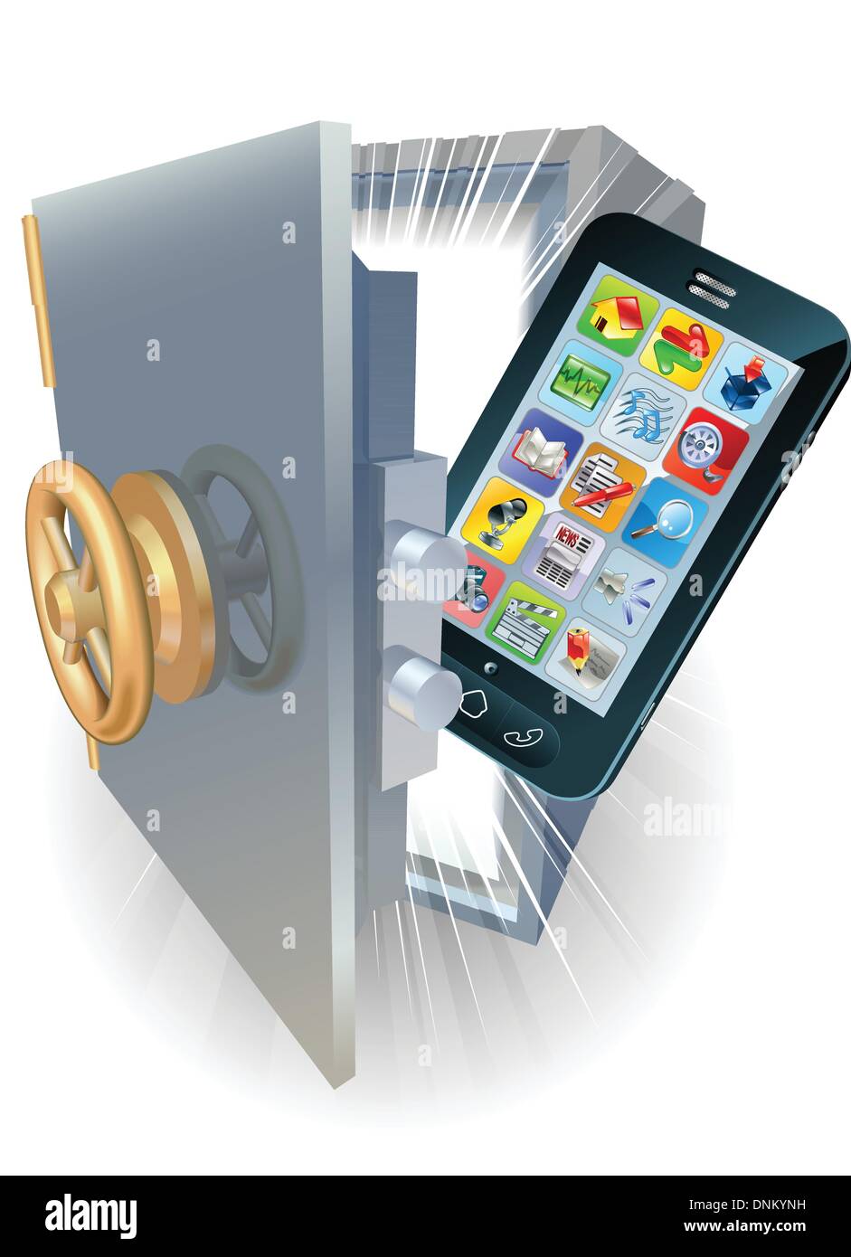 Illustration of a new mobile phone protected in a safe Stock Vector ...