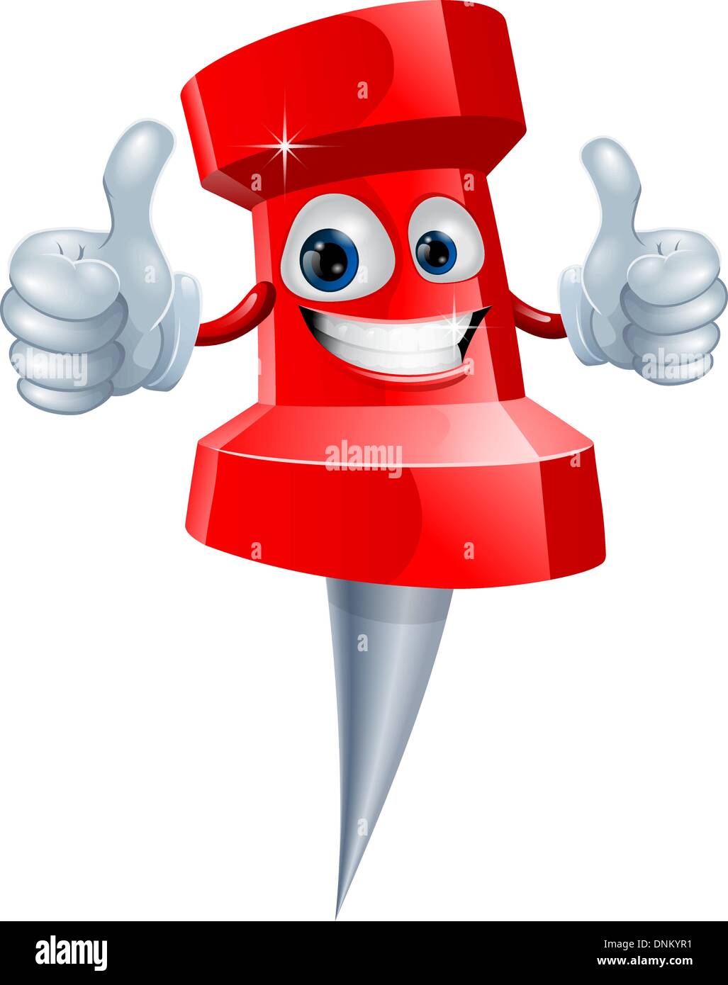 A red happy red cute push pin man giving a double thumbs up Stock ...
