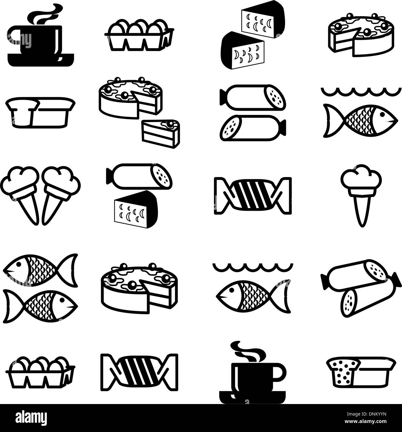 Icons set on theme Black and White Stock Photos & Images - Alamy