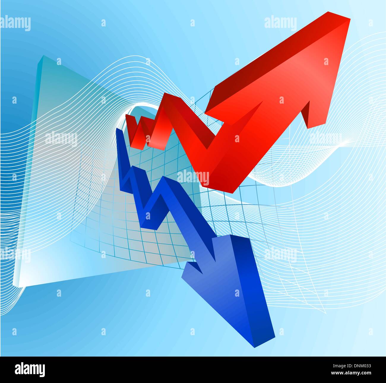 Illustration of profit and loss graph with red and blue arrows Stock ...