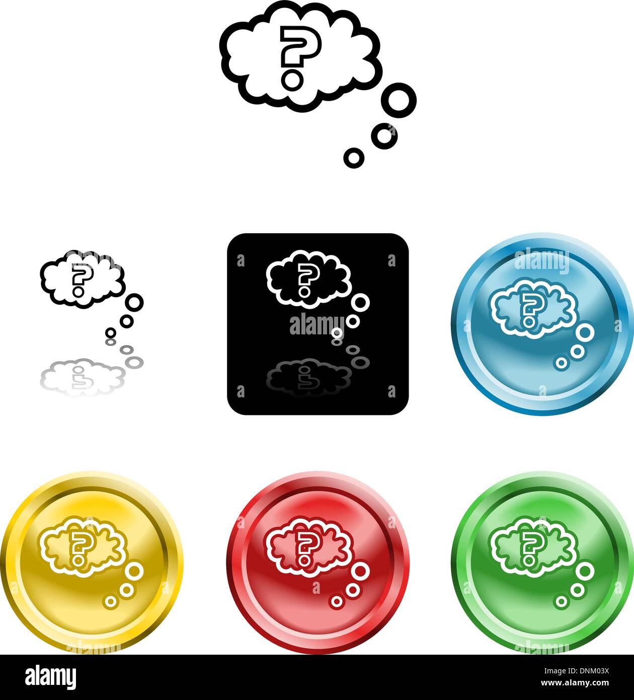 Several versions of an icon symbol of a stylised question mark in ...