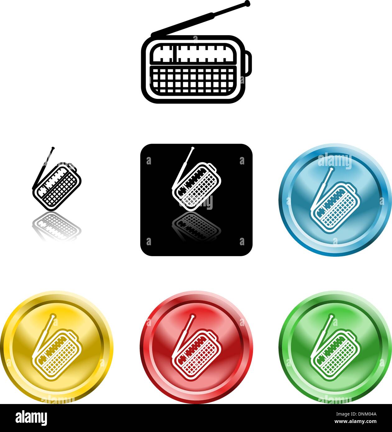 Several versions of an icon symbol of a stylised radio Stock Vector ...