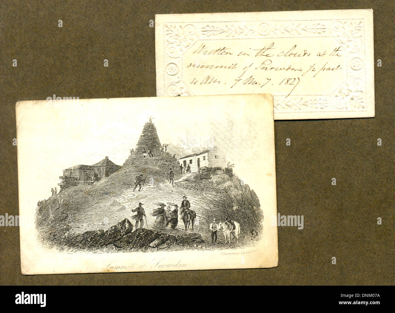 Summit of Snowdon North Wales circa 1845 Stock Photo - Alamy