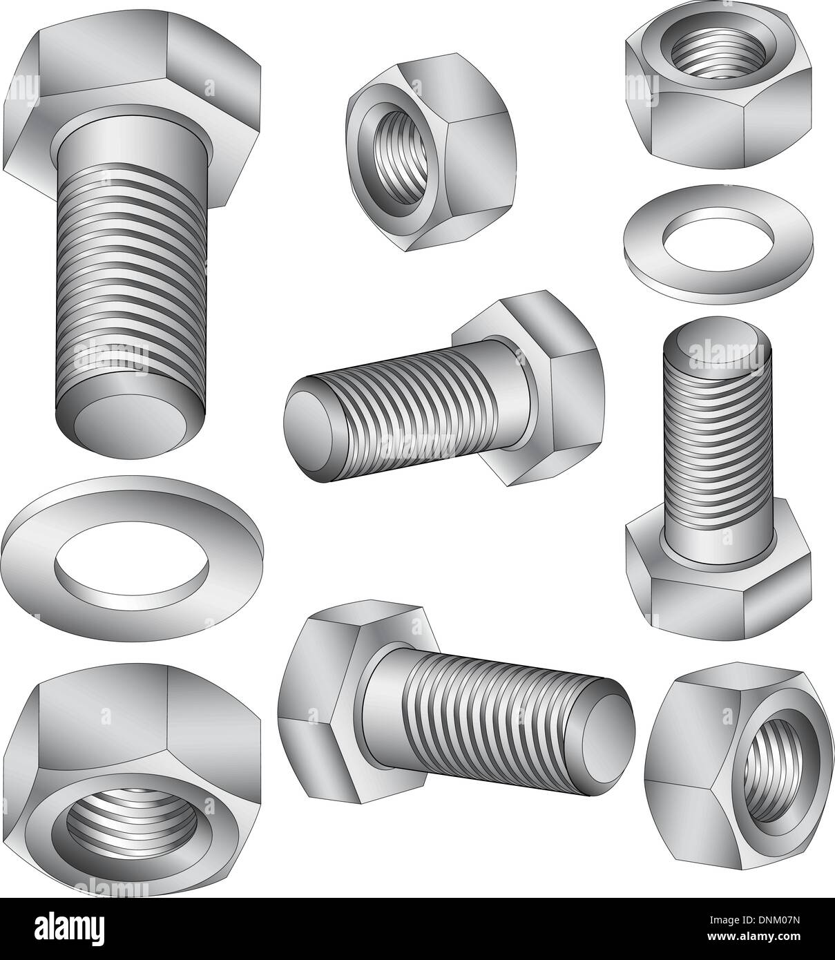 Stainless steel bolt and nut. Vector illustration Stock Vector Image ...