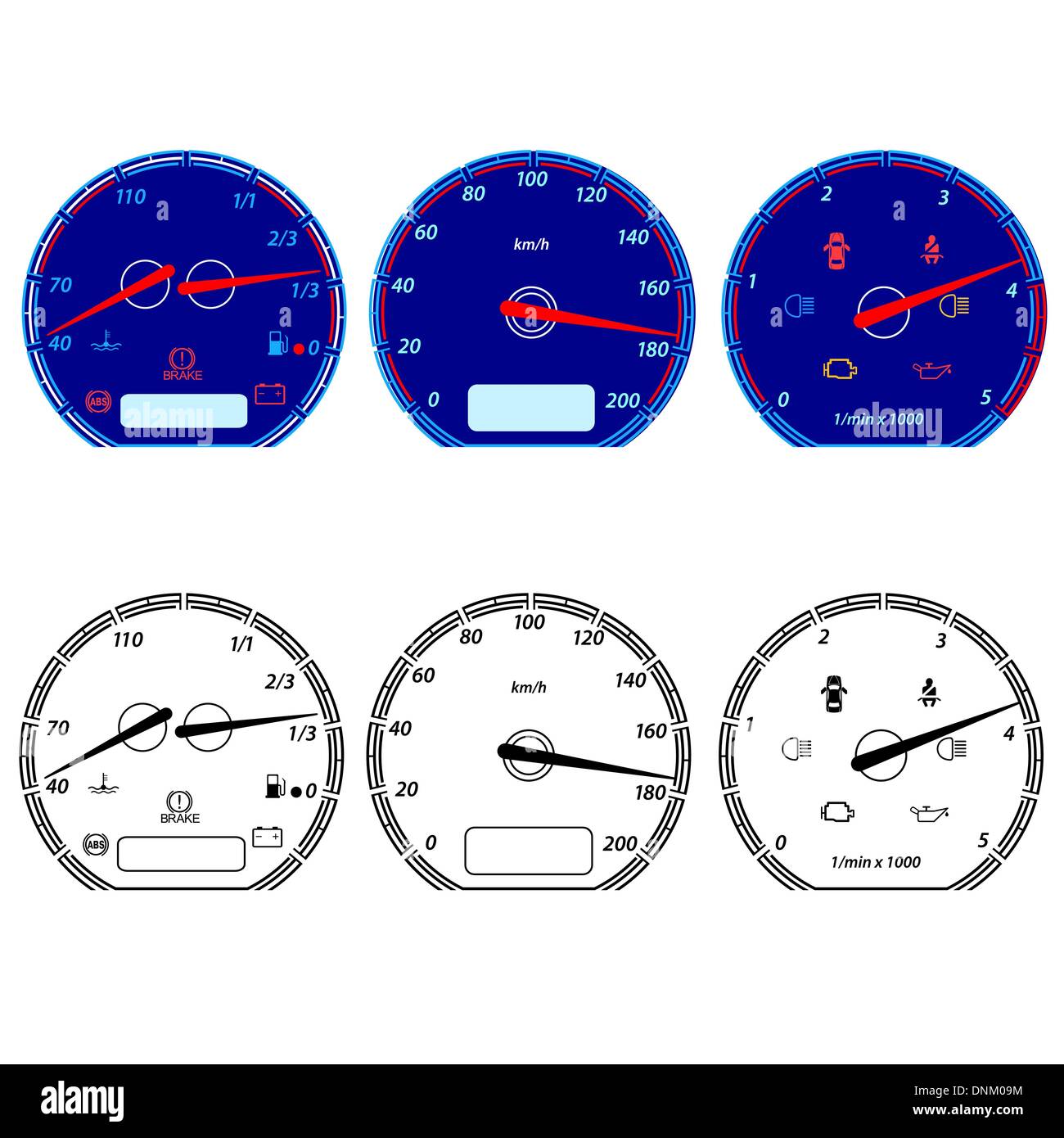 Set of car speedometers for racing design. vector illustration Stock ...