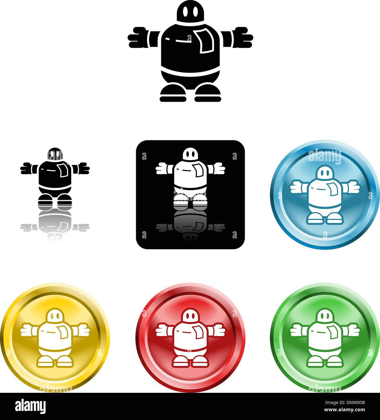 Several versions of an icon symbol of a stylised robot Stock Vector ...