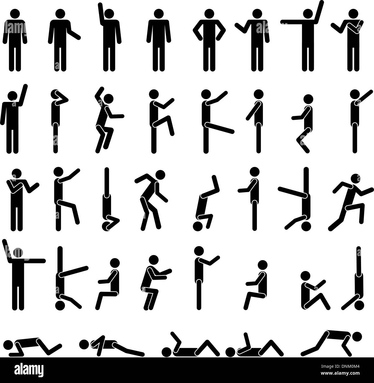 People in different poses vector. Icon Sign Symbol Pictogram Stock ...
