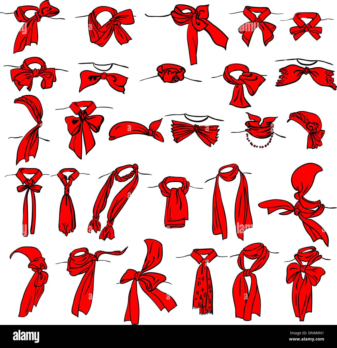 set of different neckerchiefs tied in different ways Stock Vector Image ...