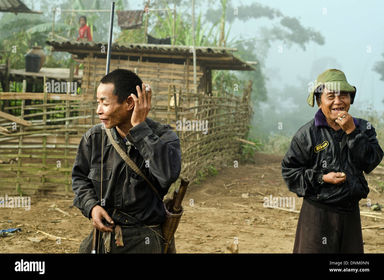 Akha tribe men , Nambo village , Muang Sing , Laos Stock Photo - Alamy