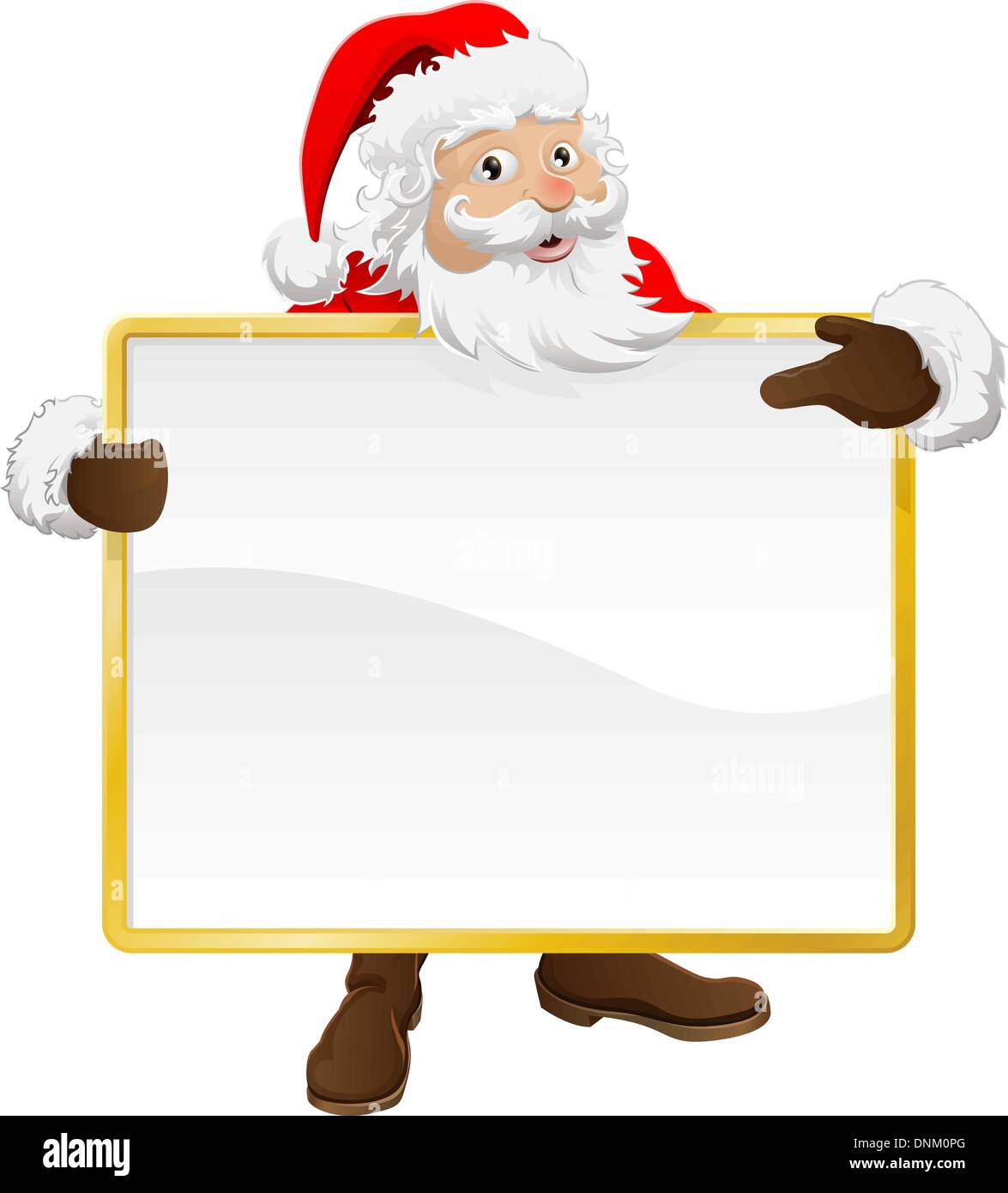 Santa holding up a blank Christmas sign and pointing at it Stock Vector ...