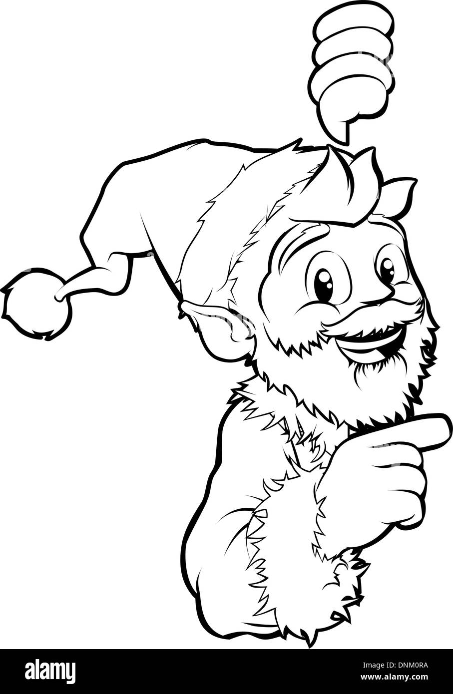 Black and white Santa pointing Christmas illustration Stock Vector ...