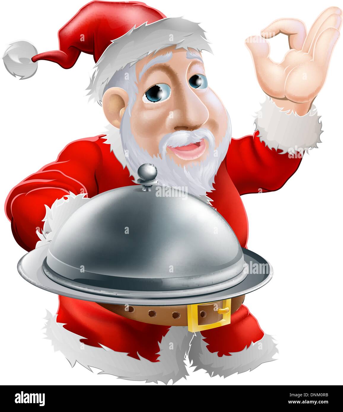 A cartoon happy Santa doing a chef's perfect sign with his hand and ...