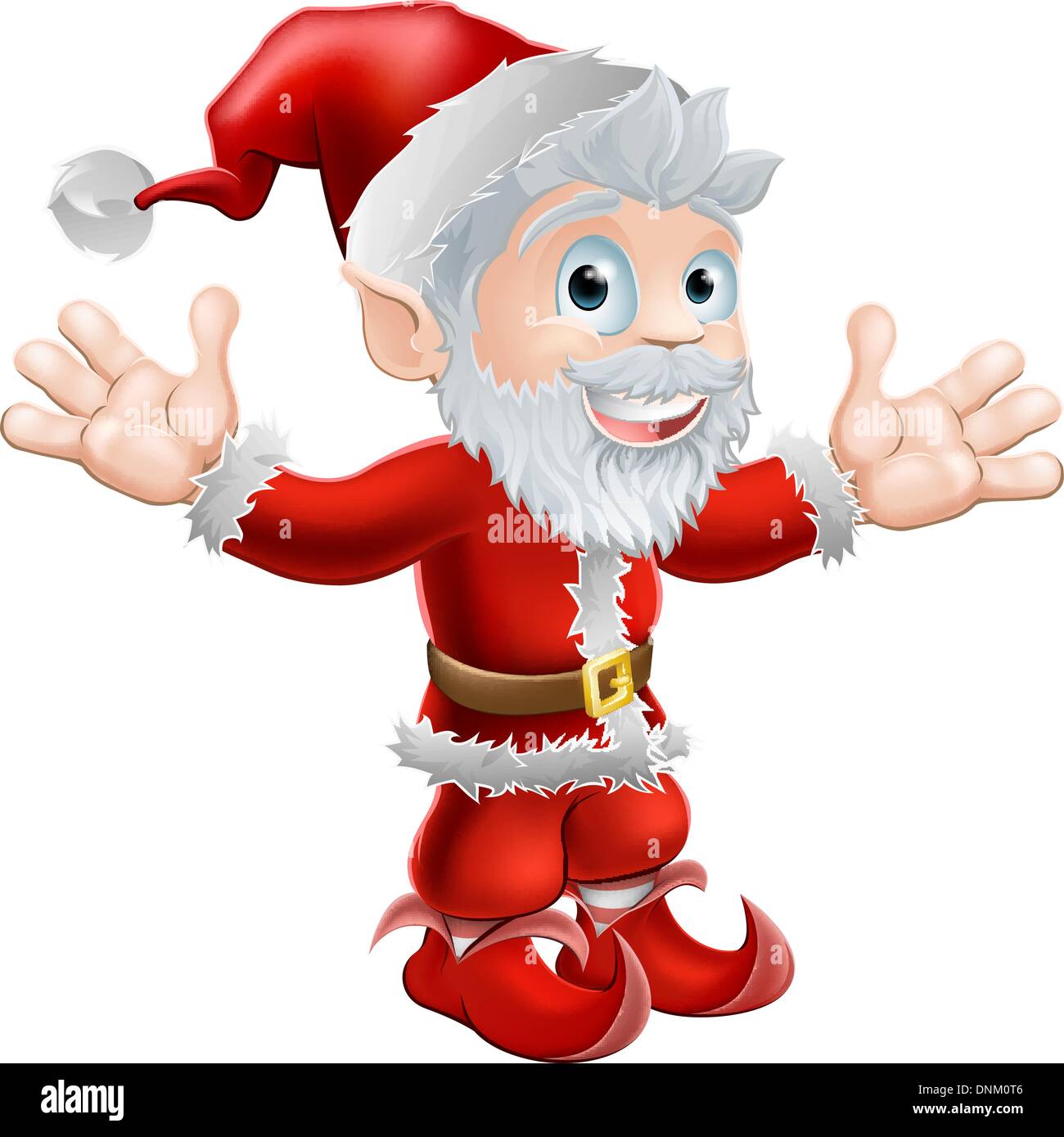 Christmas illustration of a cute happy Santa Claus smiling and waving ...