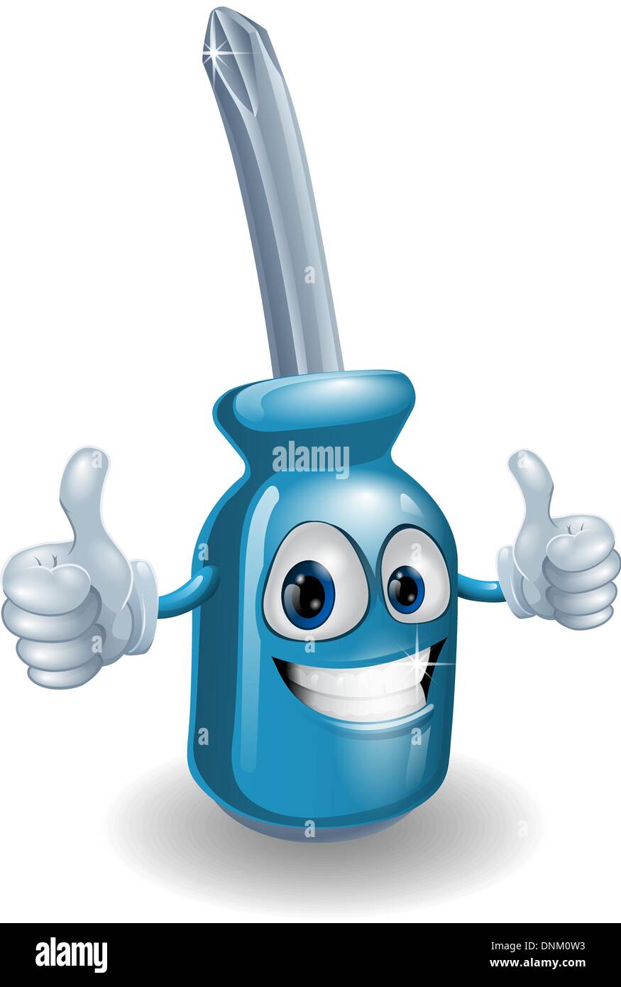 Blue cartoon cross head screwdriver mascot man doing thumbs up Stock ...